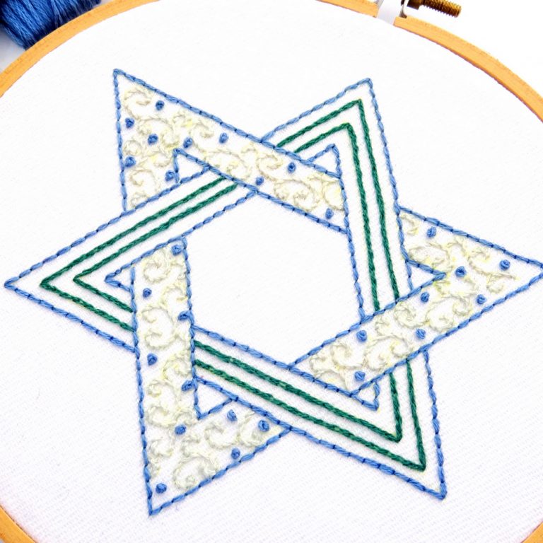 Star of David Hand Embroidery Pattern - Wandering Threads Embroidery