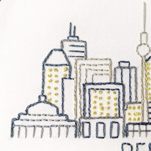 Berlin City Skyline Hand Embroidery Pattern - Wandering Threads Embroidery