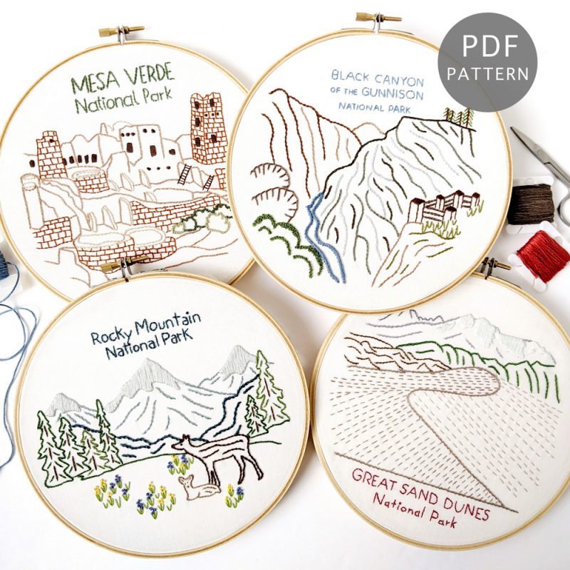 Colorado National Parks Hand Embroidery Pattern Collection - Wandering ...