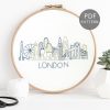 London City Skyline Hand Embroidery Pattern - Wandering Threads Embroidery