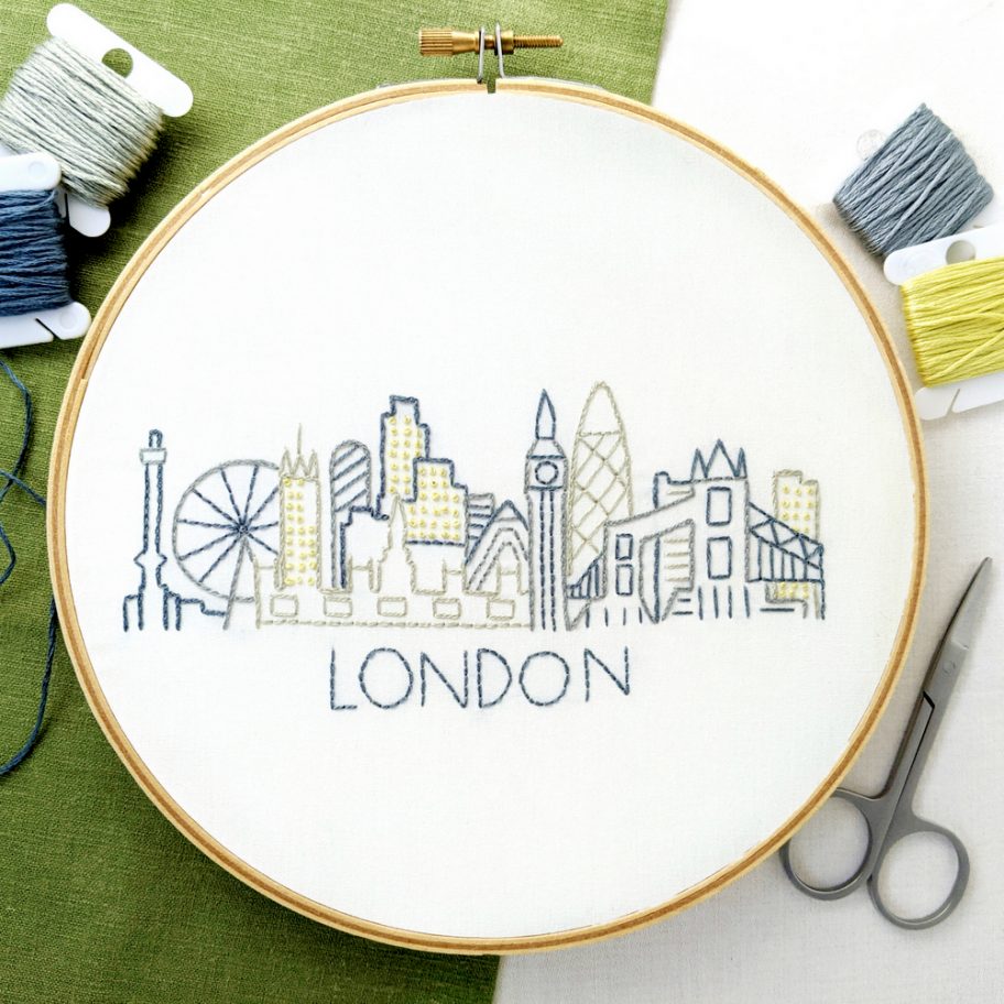 London City Skyline Hand Embroidery Pattern - Wandering Threads Embroidery