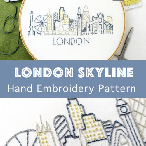 London City Skyline Hand Embroidery Pattern - Wandering Threads Embroidery