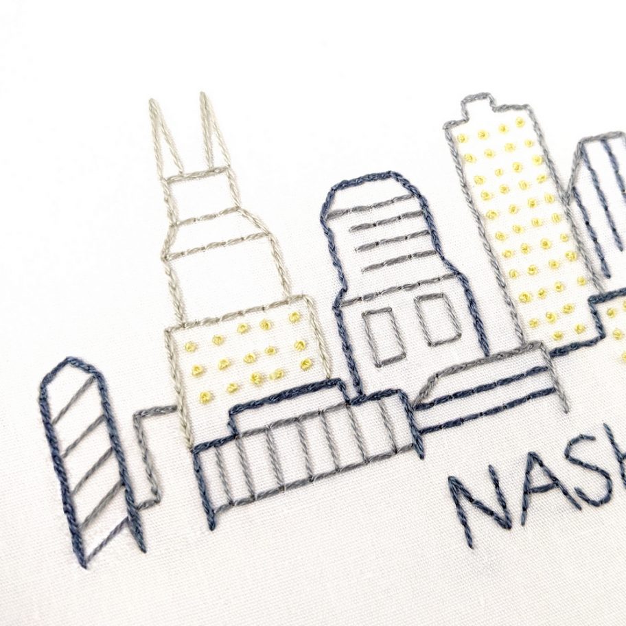 Nashville City Skyline Hand Embroidery Pattern - Wandering Threads ...