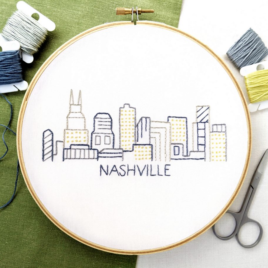 Nashville City Skyline Hand Embroidery Pattern - Wandering Threads ...