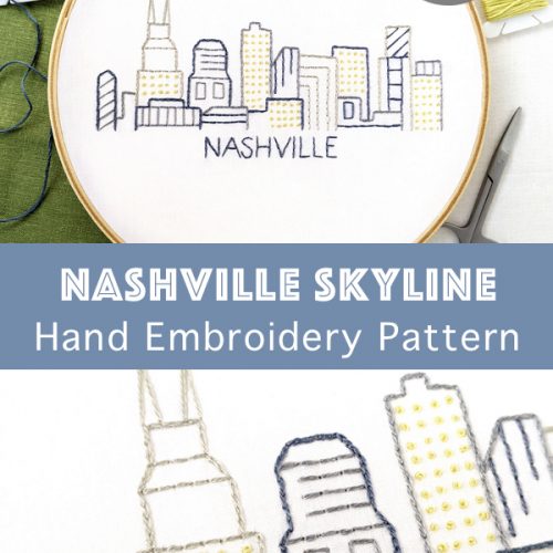Nashville City Skyline Hand Embroidery Pattern - Wandering Threads ...