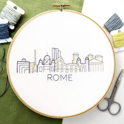 Rome City Skyline Hand Embroidery Pattern - Wandering Threads Embroidery