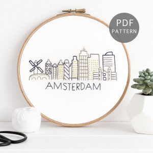 Amsterdam City Skyline Hand Embroidery Pattern - Wandering Threads ...