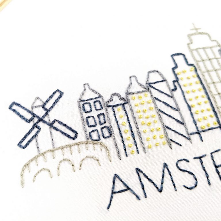 Amsterdam City Skyline Hand Embroidery Pattern - Wandering Threads ...