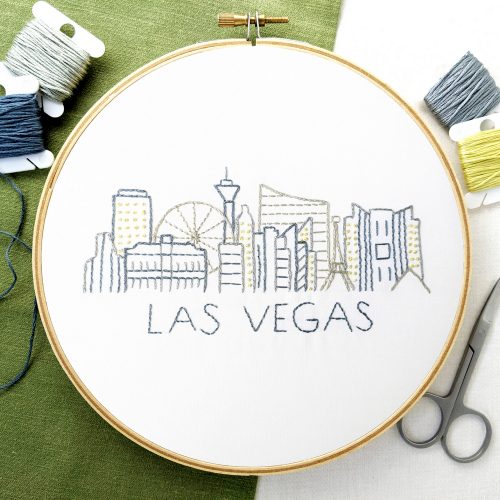 Las Vegas City Skyline Hand Embroidery Pattern - Wandering Threads ...
