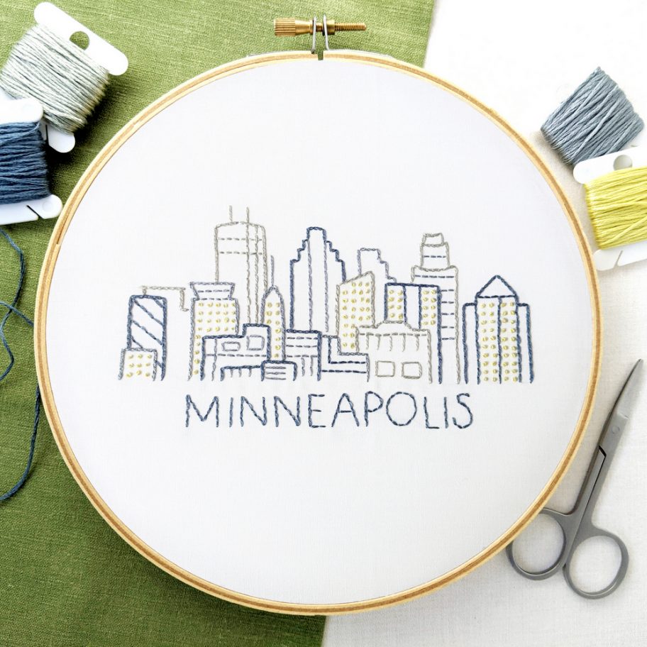 Minneapolis City Skyline Hand Embroidery Pattern - Wandering Threads ...