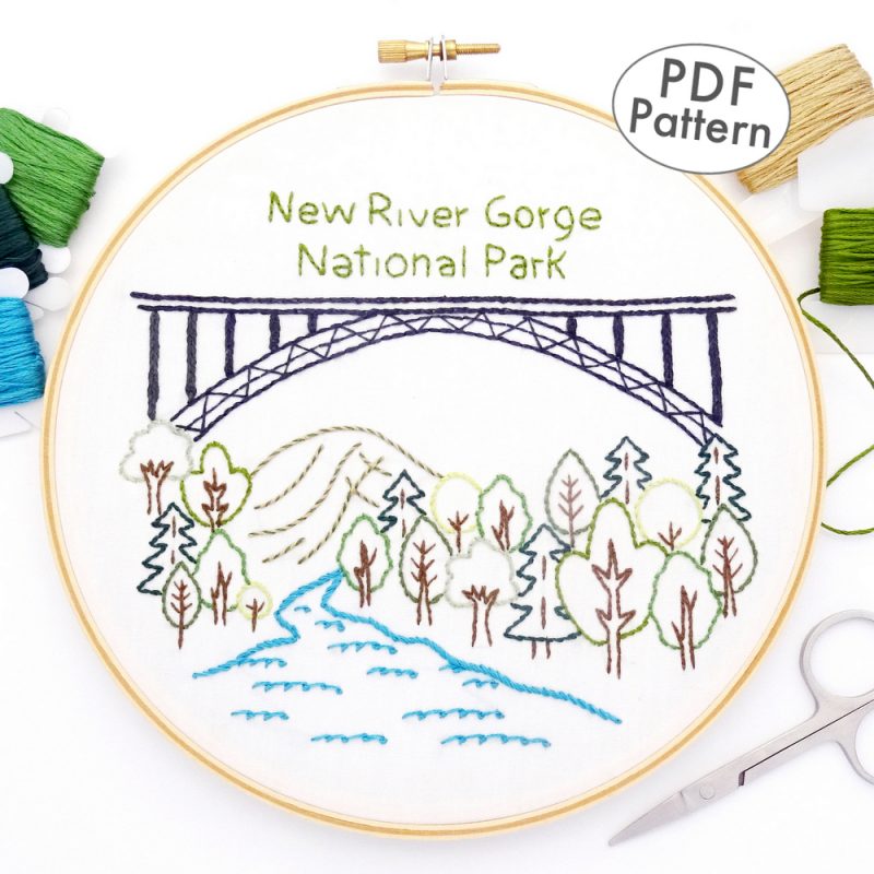 New River Gorge National Park Hand Embroidery Pattern - Wandering ...