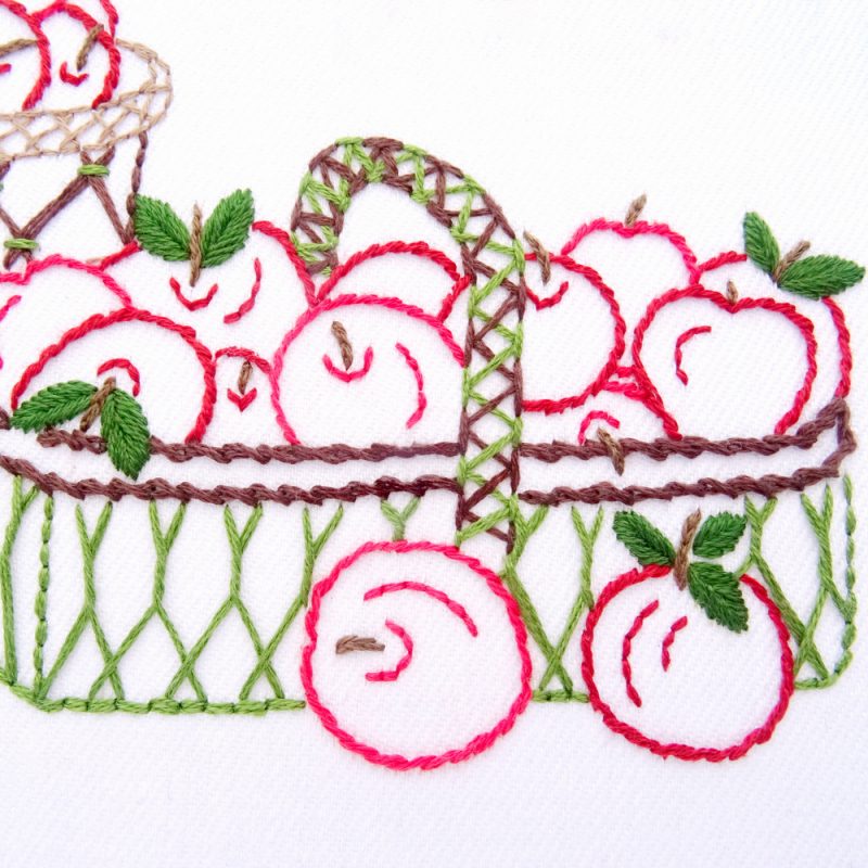 Apple Basket Hand Embroidery Pattern - Wandering Threads Embroidery
