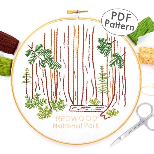 Redwood National Park Hand Embroidery Pattern - Wandering Threads ...