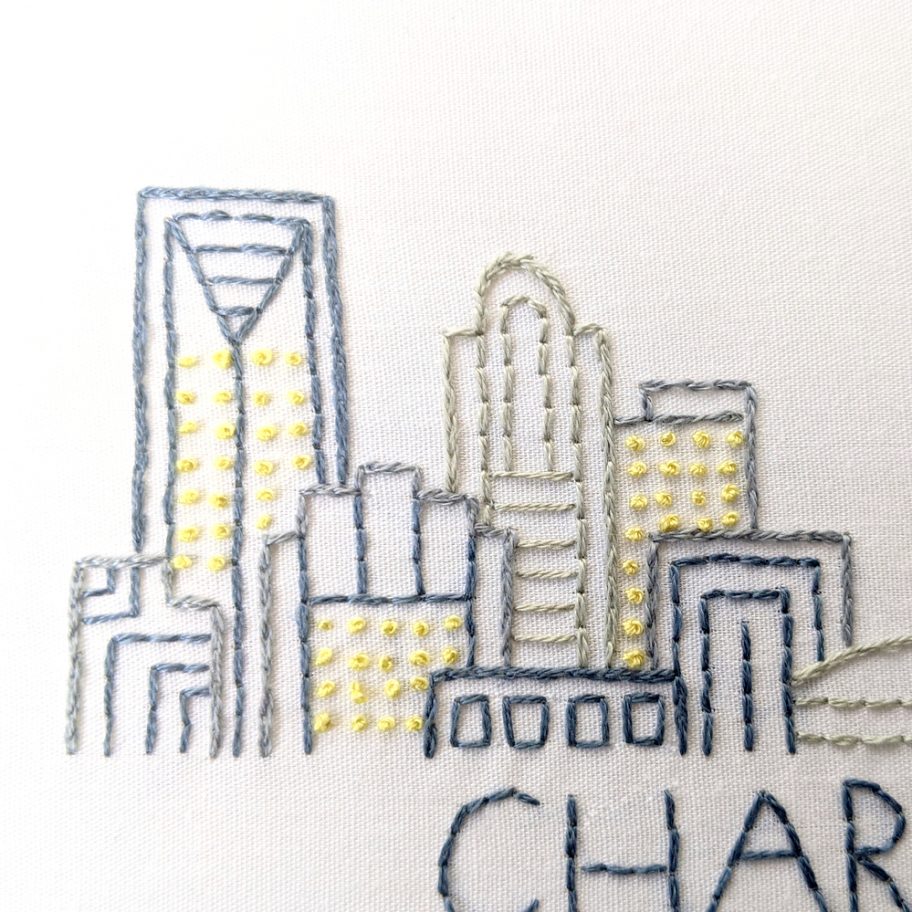 Charlotte City Skyline Hand Embroidery Pattern - Wandering Threads ...