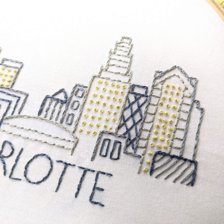 Charlotte City Skyline Hand Embroidery Pattern - Wandering Threads ...