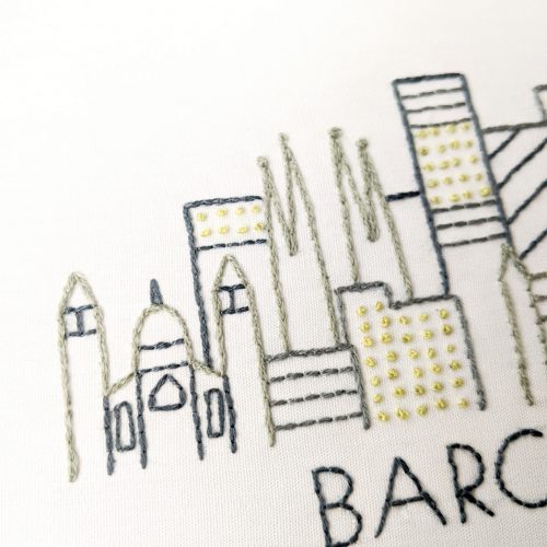 Barcelona City Skyline Hand Embroidery Pattern - Wandering Threads ...