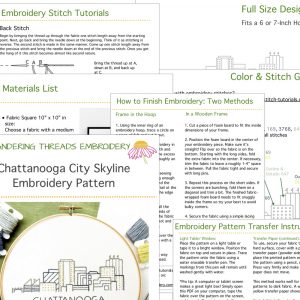 Chattanooga City Skyline Hand Embroidery Pattern - Wandering Threads ...