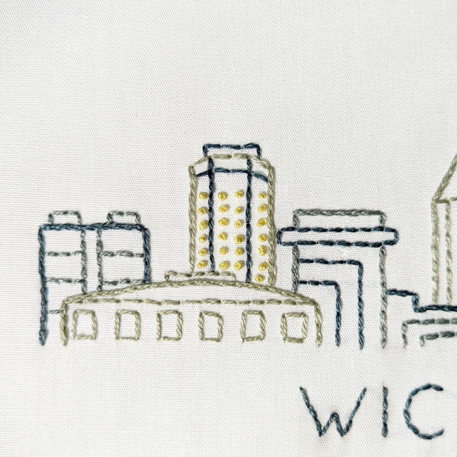 Wichita City Skyline Hand Embroidery Pattern - Wandering Threads Embroidery