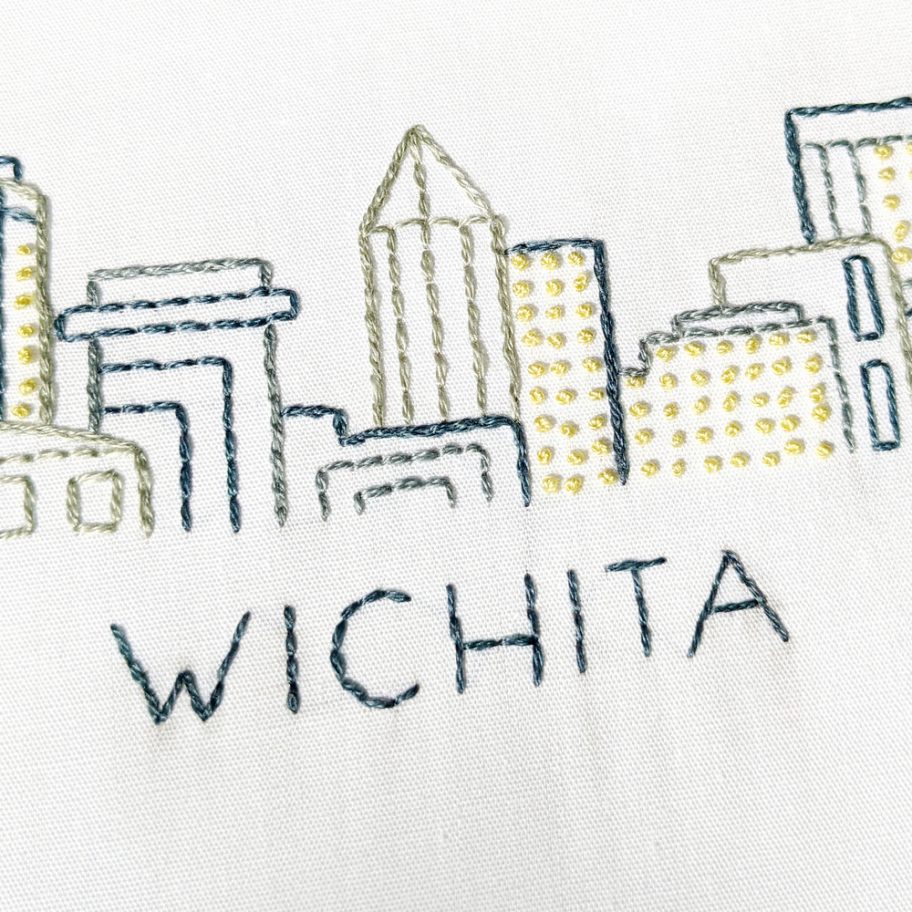 Wichita City Skyline Hand Embroidery Pattern - Wandering Threads Embroidery