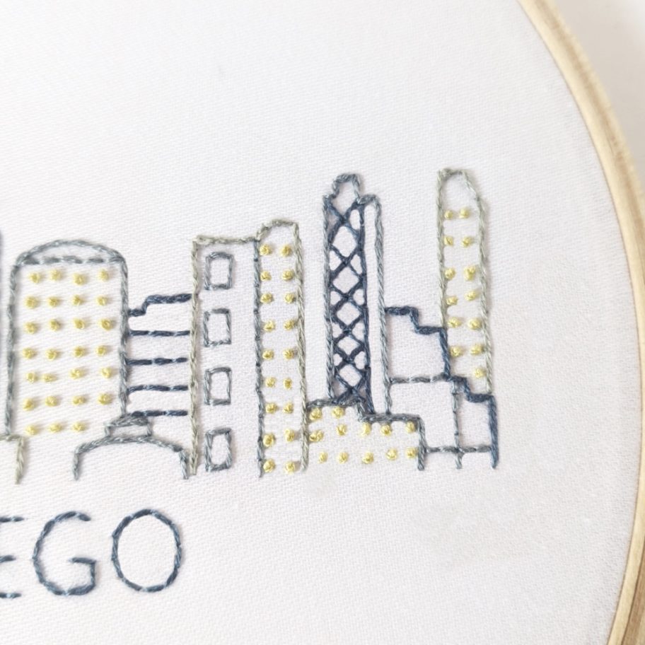 San Diego City Skyline Hand Embroidery Pattern - Wandering Threads ...