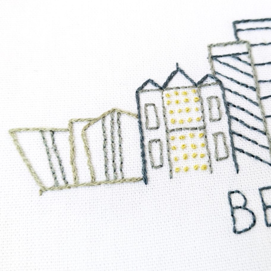 Belfast City Skyline Hand Embroidery Pattern - Wandering Threads Embroidery